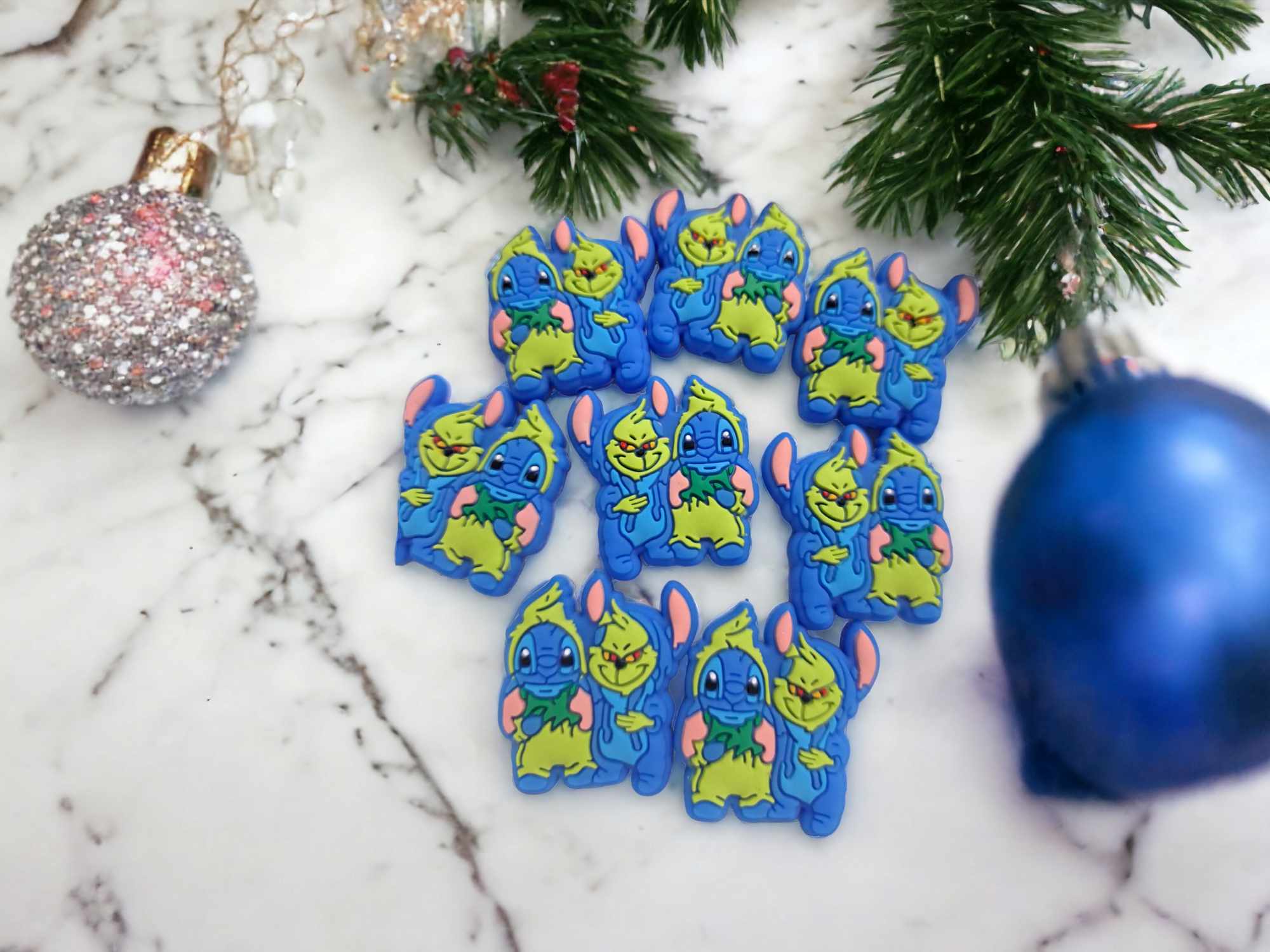 Stitch/Blue Alien & Grinch in Onesie Costumes Silicone Focal Bead - 03 ...