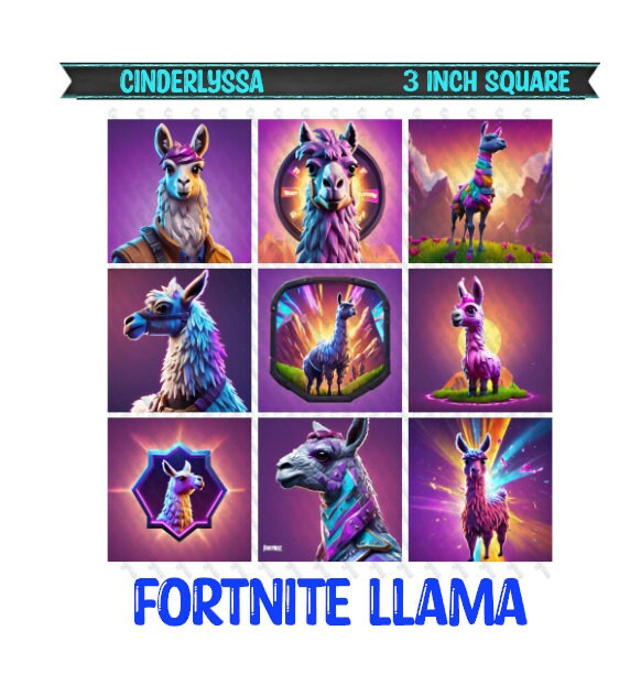 3 inch Square: Fortnight Llama - Gaming Theme Cardstock/Picture With B ...