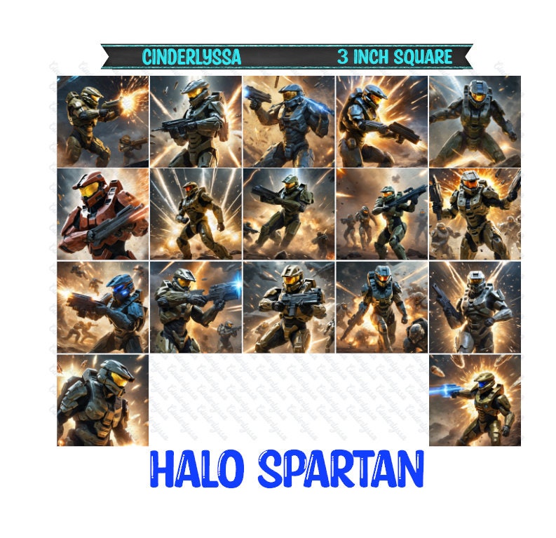 3 inch Square: Halo Spartan - Gaming/Movie Theme Cardstock/Picture Wit ...