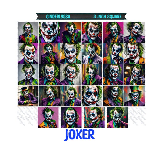 3 inch Square: Joker - Movie Inspired Theme Cardstock/Picture With Bev ...