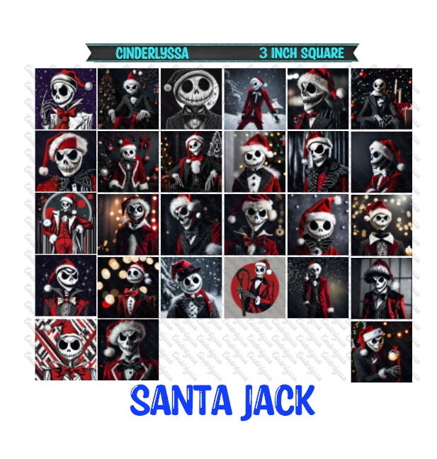 3 inch Square: Santa Jack Theme Cardstock/Picture With Beveled Edge Ca ...