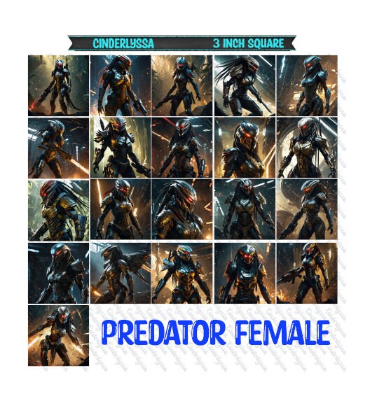 3 inch Square: Predator Female Theme Cardstock/Picture With Beveled Ed ...